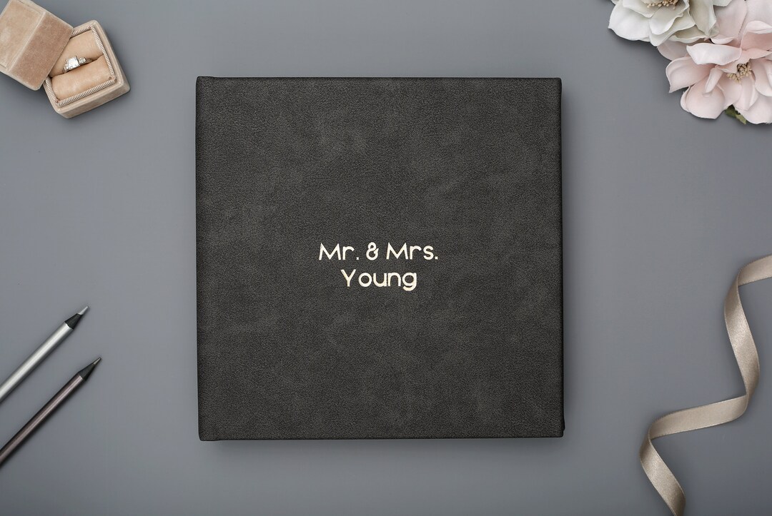 Personalized Dark Grey Photo Album. Wedding Guest Book for - Etsy