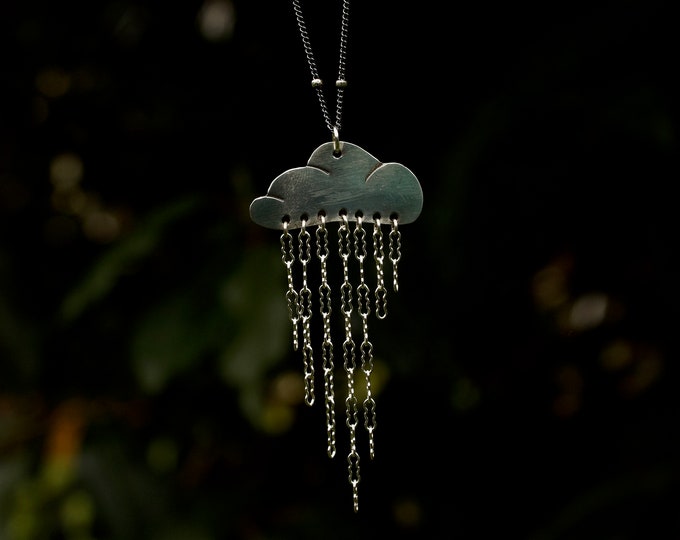 Rain Cloud Necklace/rain Necklace/cloud Necklace/rain Jewelry/cloud Jewelry/dangle Necklace/boho ...