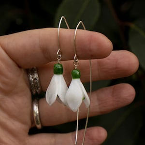 Snowdrop Earrings/flower Earrings/glass Snowdrop Earrings/snowdrop Jewelry Earrings/lampwork ...