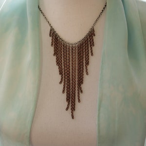 Pure Copper Waterfall Chain Necklace: Solid Sterling Silver Heavy Chain ...