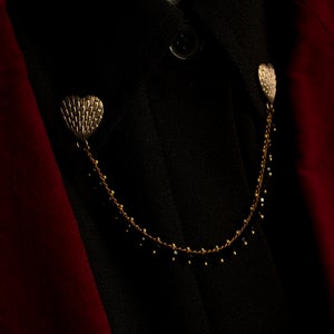 Heart Collar Pin/heart Chain Pin/heart Pin/beaded Collar Pin/chain Pin ...