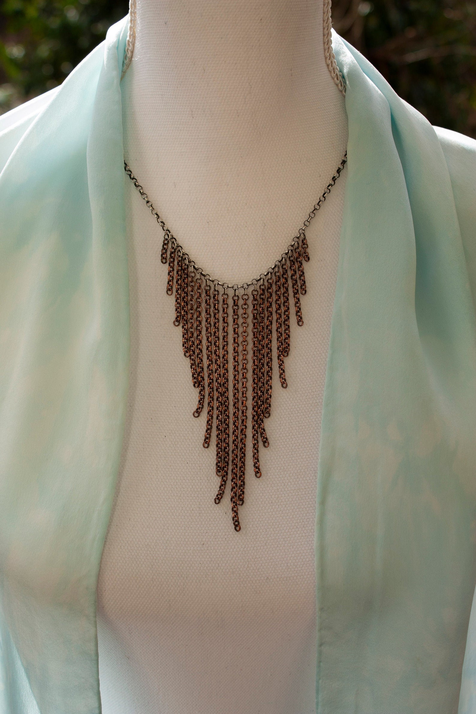 Pure Copper Waterfall Chain Necklace: Solid Sterling Silver Heavy Chain ...