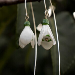 Snowdrop Earrings/flower Earrings/glass Snowdrop Earrings/snowdrop ...