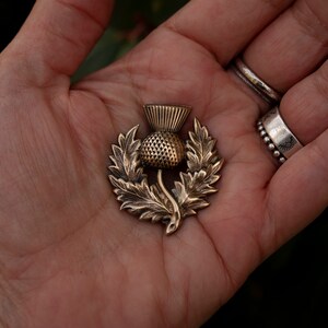 Scottish Thistle Pin: Vintage Style Solid Brass Flower Brooch - Etsy