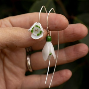 Snowdrop Earrings/flower Earrings/glass Snowdrop Earrings/snowdrop ...