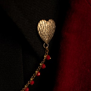 Heart Collar Pin/heart Chain Pin/heart Pin/beaded Collar Pin/chain Pin ...