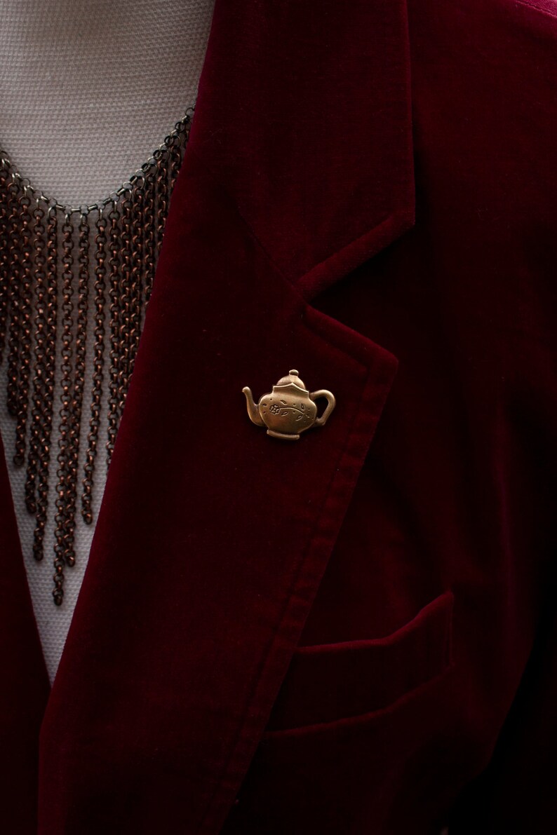 Tea Pot Pin/tea Pot Brooch/tea Time Pin/brass Pin/brass - Etsy