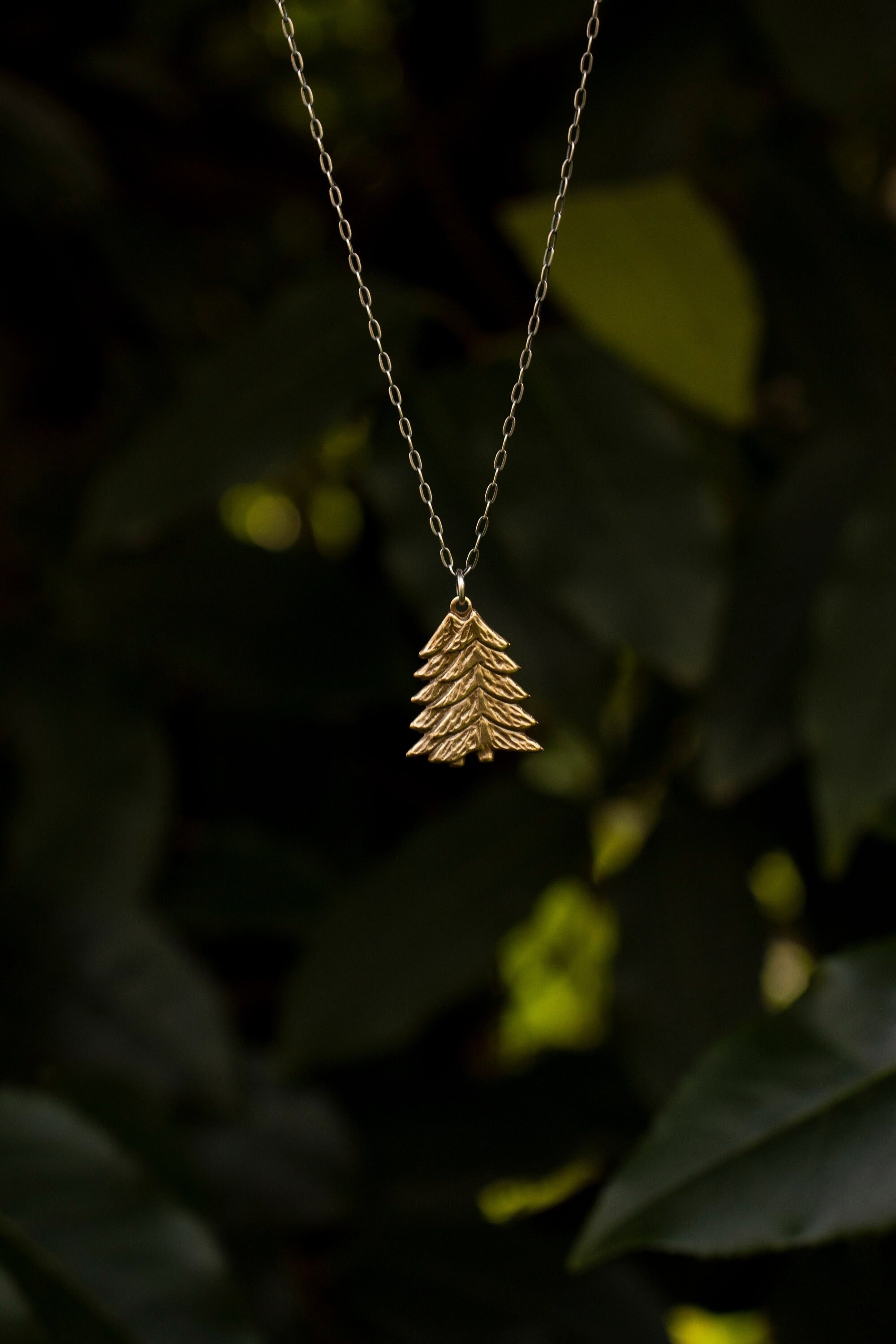 Tree Pendant Necklace: Solid Brass With Solid Sterling Silver Chain - Etsy