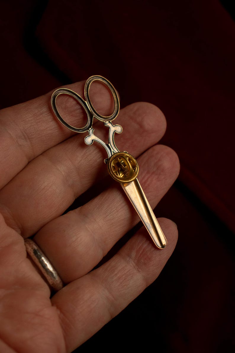 Scissors Pin: Solid Brass, Victorian Style Craft Person Brooch - Etsy