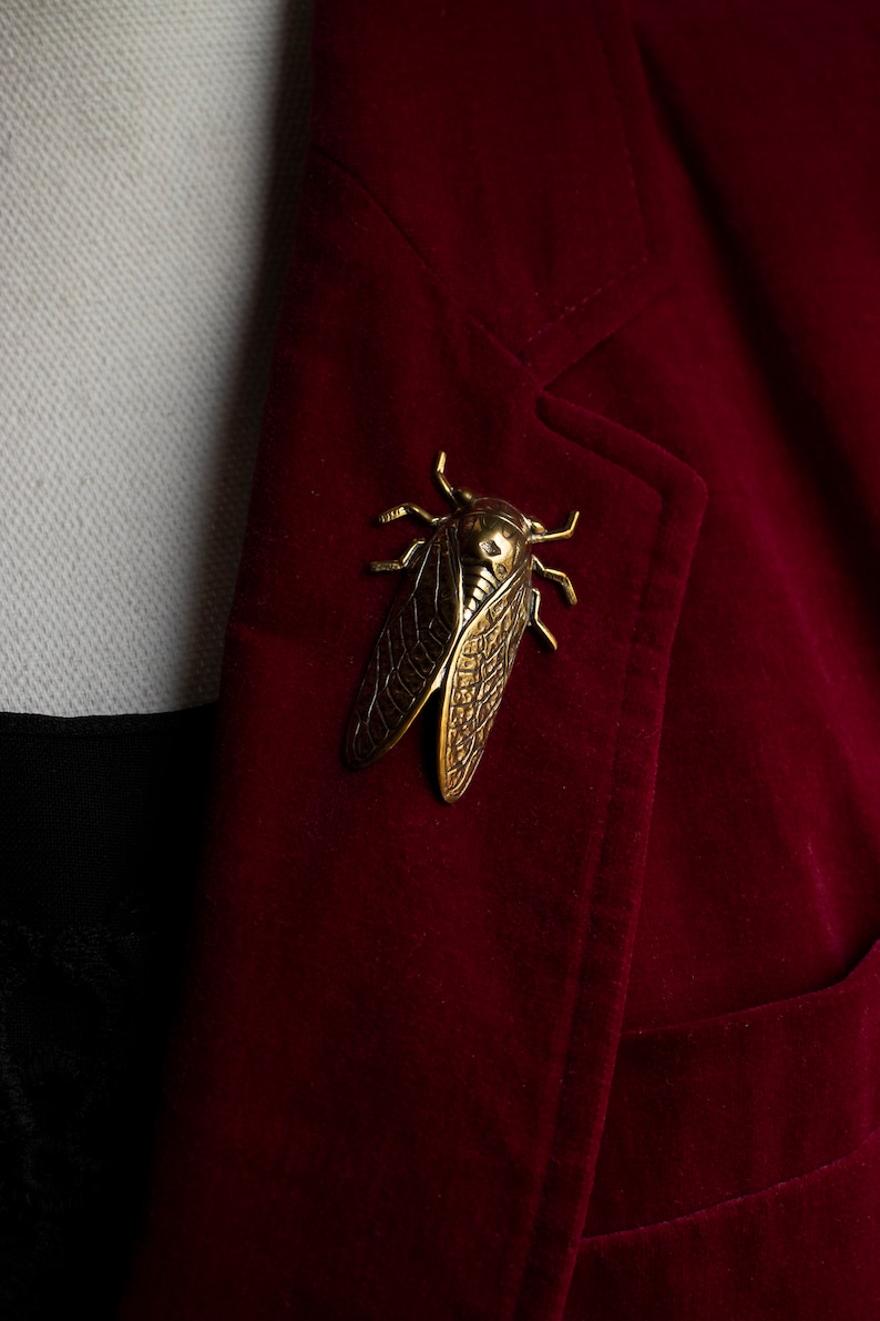 Cicada Brooch: Solid Brass Vintage Style Insect Pin - Etsy
