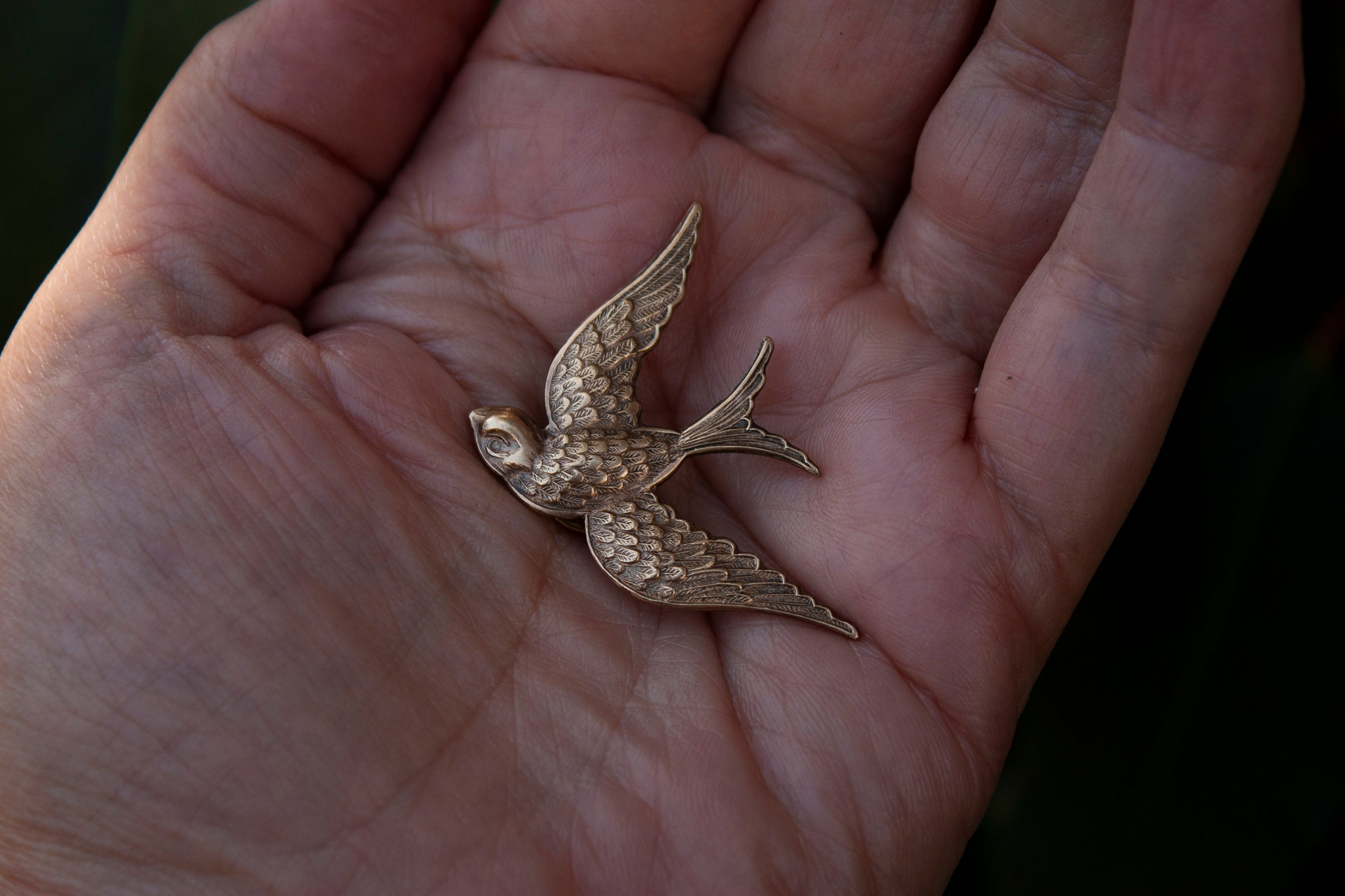Bird Pin/bird Brooch/swallow Pin/golden Bird Pin/brass - Etsy