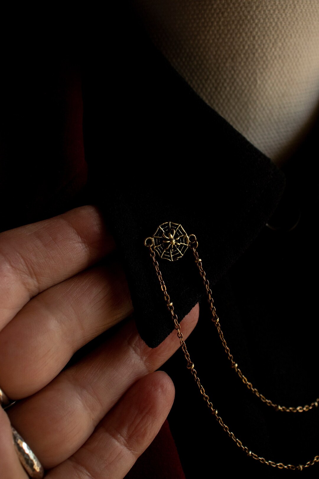 Spider Web Collar Pin/spider Web Chain Pin/spider Web Pin/web Pin ...