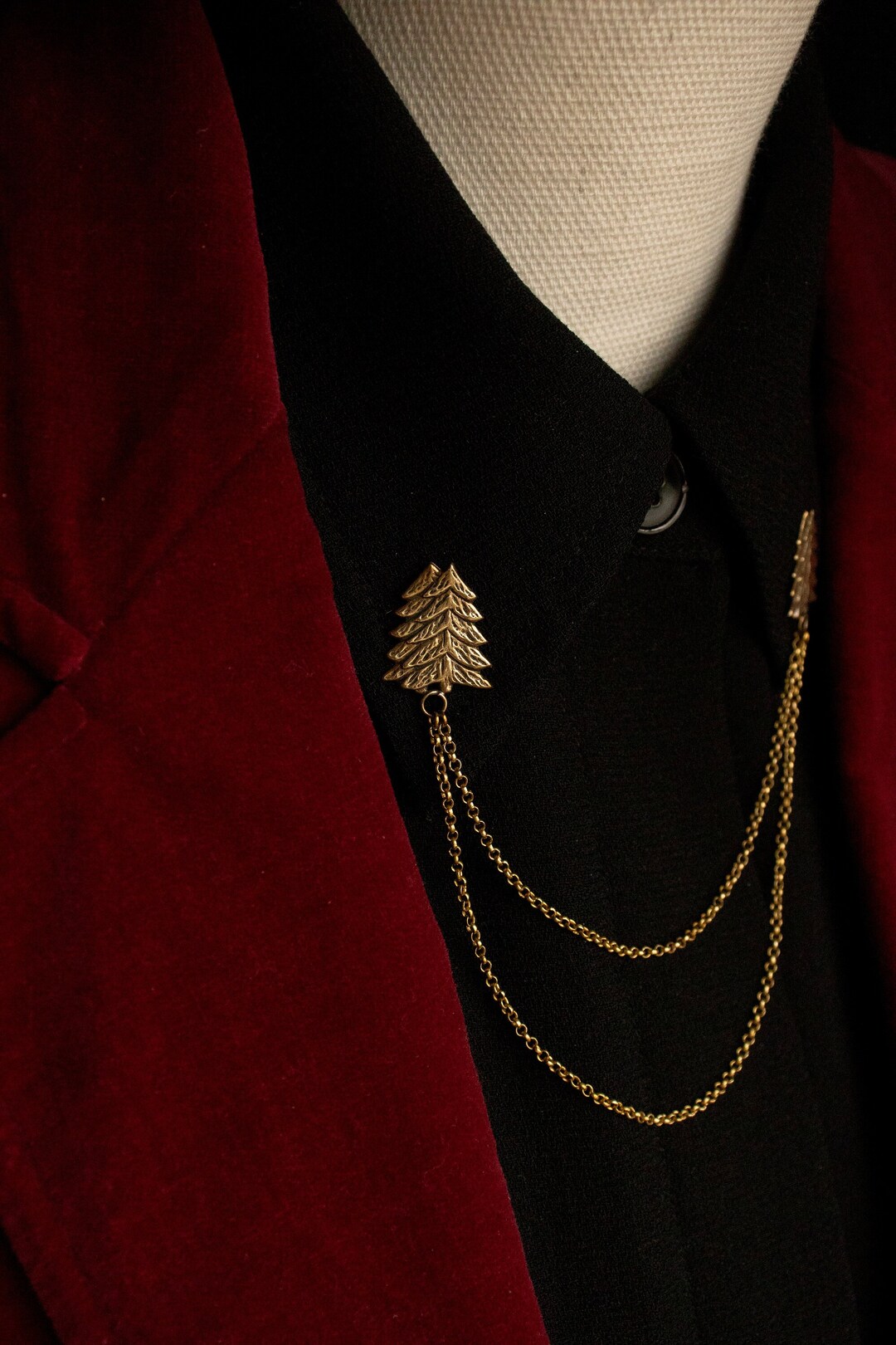 Tree Collar Pin/tree Pin/pine Tree Collar Pin/collar Chain Pin/pine ...