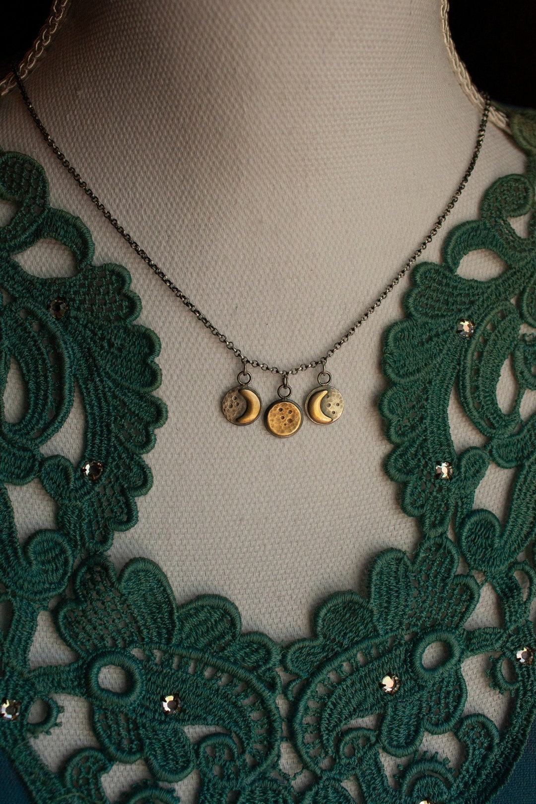 Triple Moon Necklace/triple Goddess Necklace/moon Necklace/goddess ...