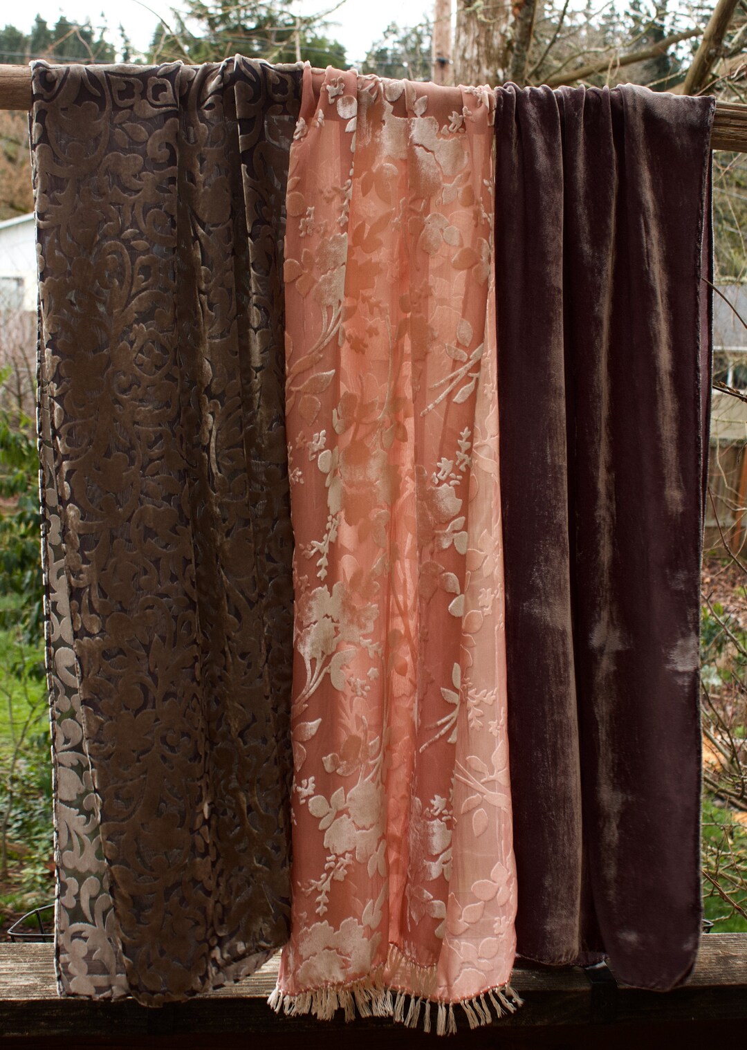 Plant Dyed Velvet Scarf/wood Dyed/plant Dyed/cut Velvet Scarf/velvet ...