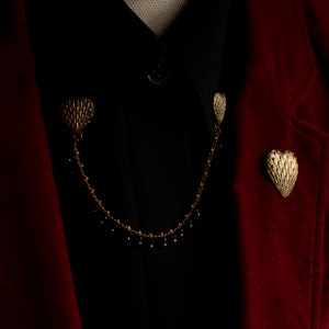 Heart Collar Pin/heart Chain Pin/heart Pin/beaded Collar Pin/chain Pin ...