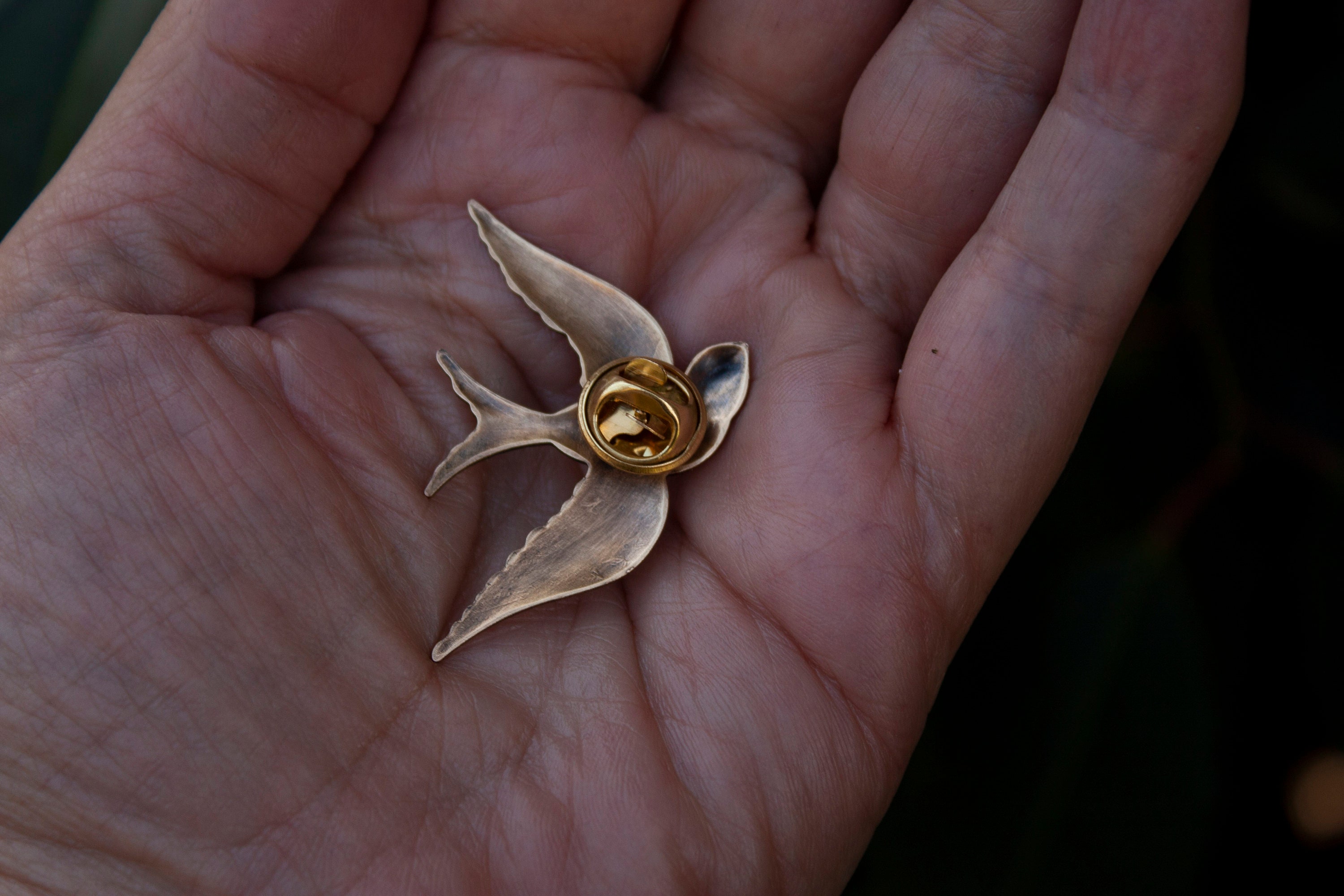 Bird Pin/bird Brooch/swallow Pin/golden Bird Pin/brass - Etsy