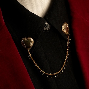 Heart Collar Pin/heart Chain Pin/heart Pin/romantic Heart Pin/beaded ...