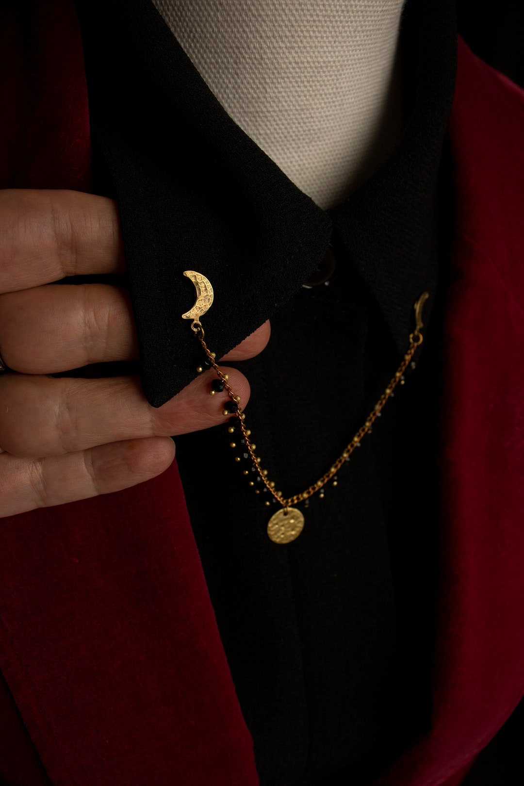 Triple Moon Collar Pin/triple Moon Chain Pin/triple Moon Pin/moon ...