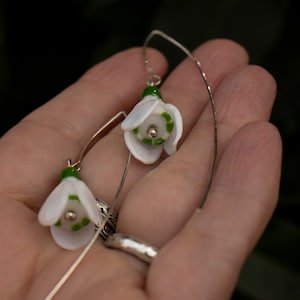 Snowdrop Earrings/flower Earrings/glass Snowdrop Earrings/snowdrop ...