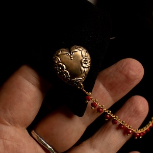Heart Collar Pin/heart Chain Pin/heart Pin/romantic Heart Pin/beaded ...