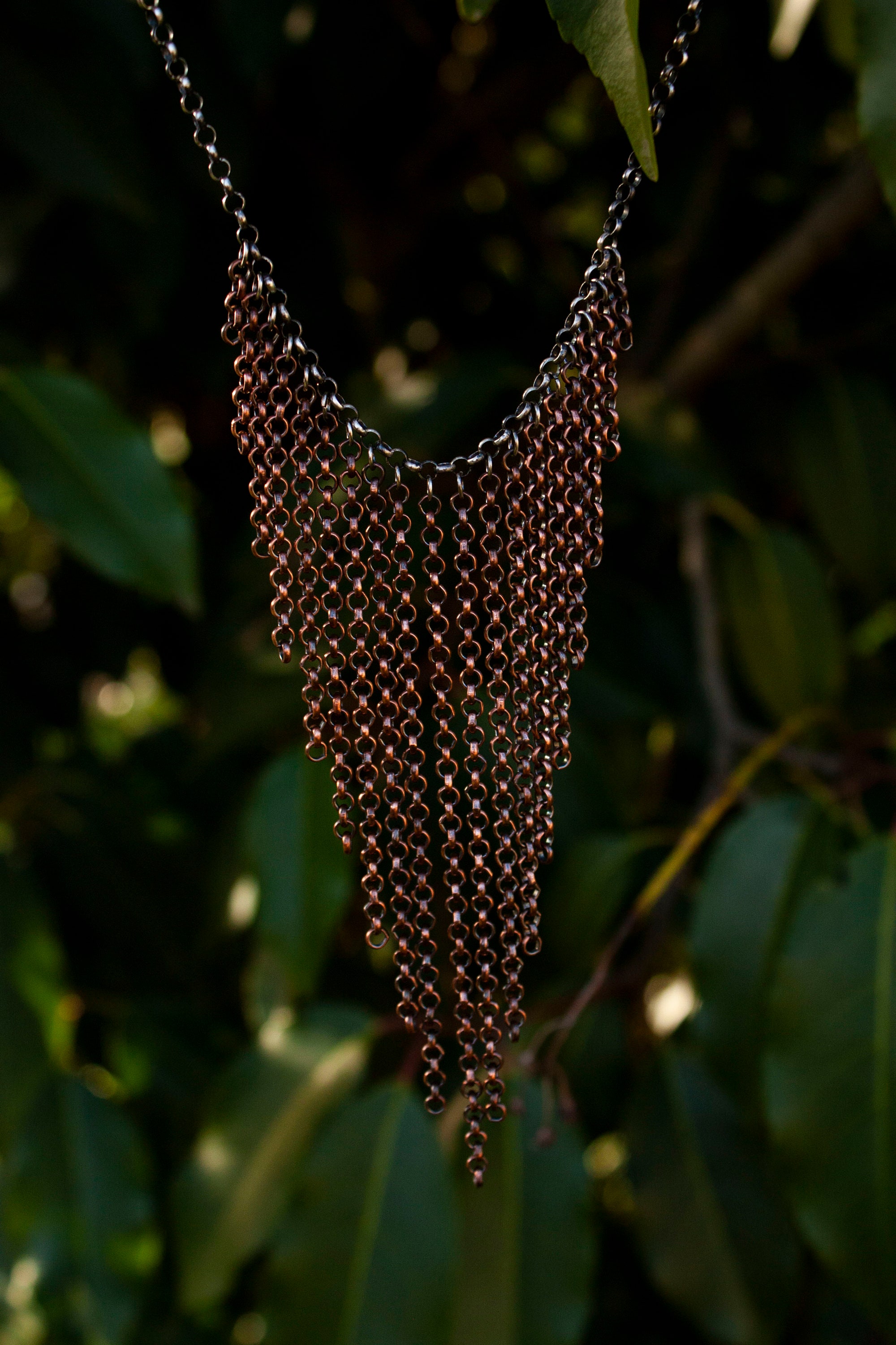 Pure Copper Waterfall Chain Necklace: Solid Sterling Silver Heavy Chain ...