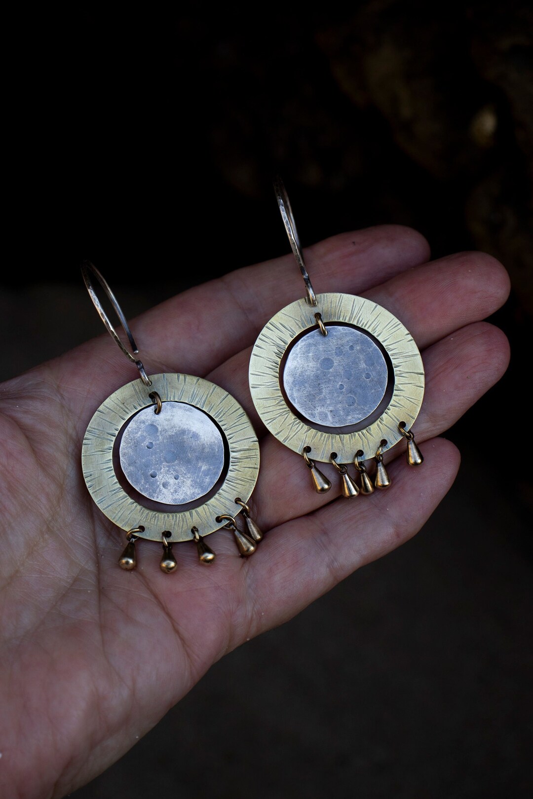 Eclipse Earrings/full Moon Earrings/moon Earrings/goddess Earring/moon Jewelry/witch Earring ...