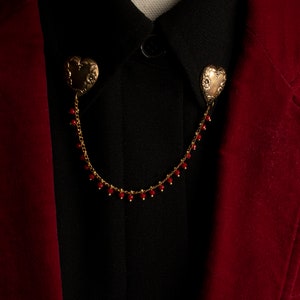 Heart Collar Pin/heart Chain Pin/heart Pin/romantic Heart Pin/beaded ...