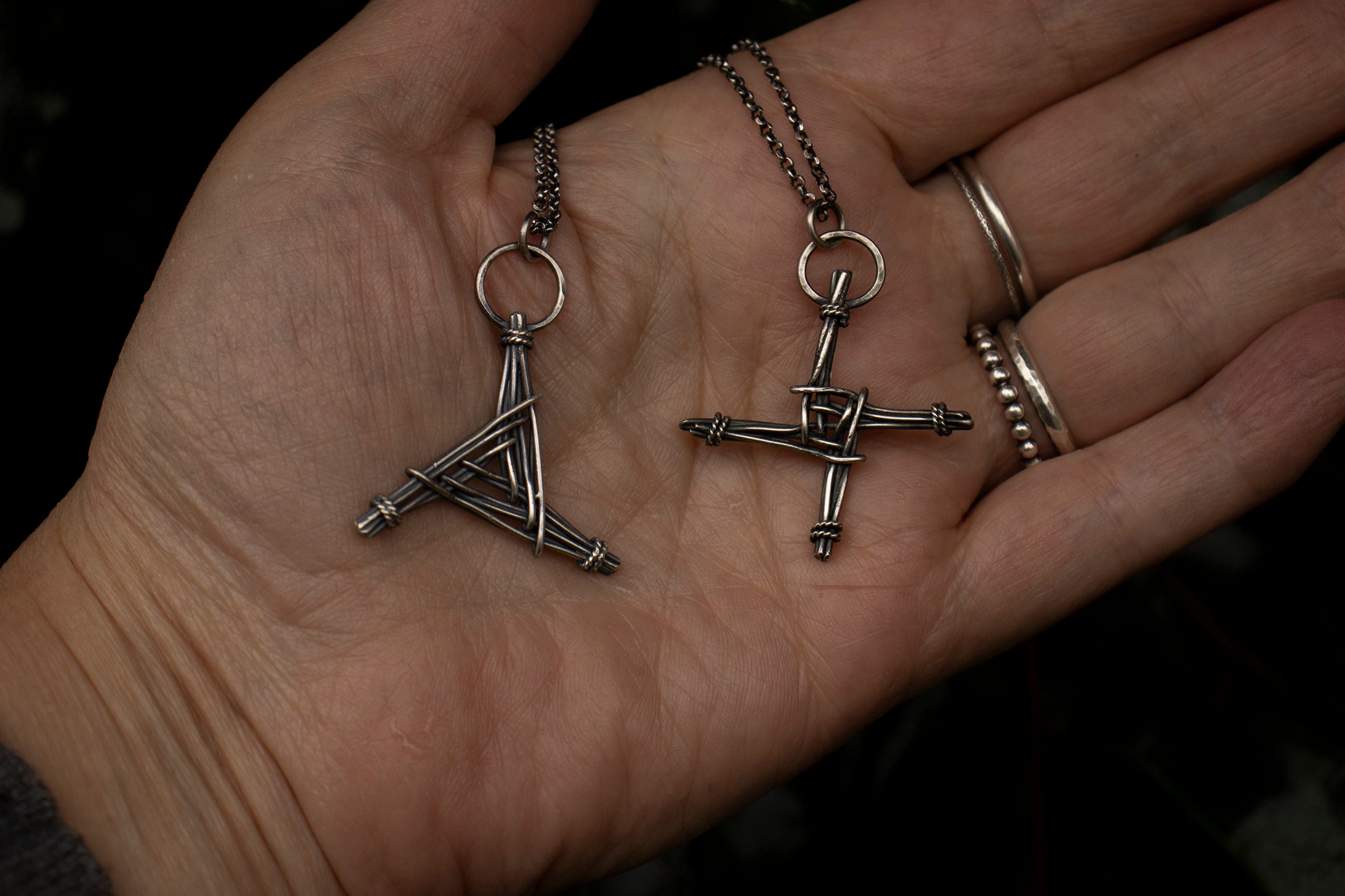 BRIGHIDS CROSS Pendant Brigid in fine pewter brigit irish fire water ...