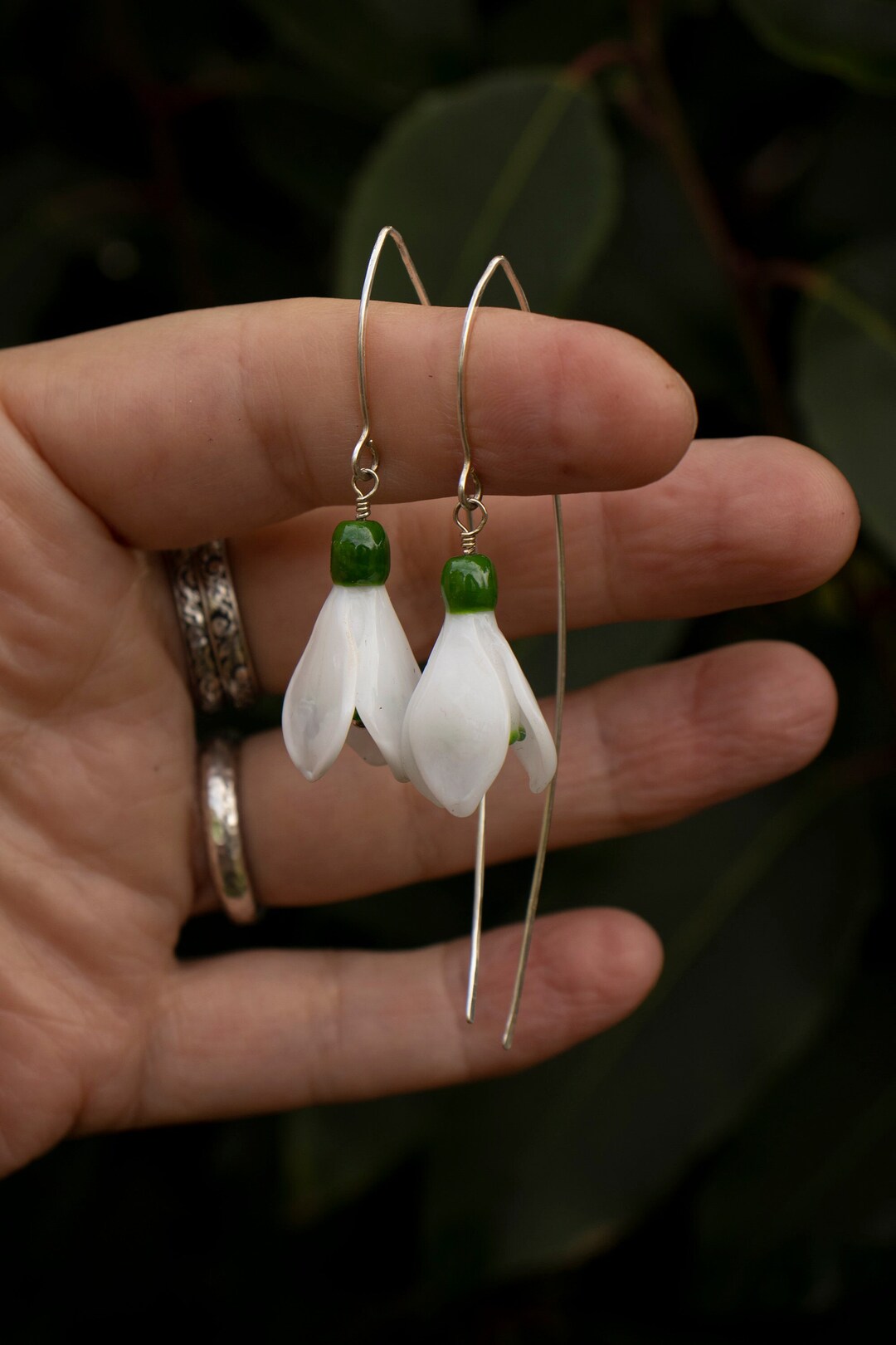 Snowdrop Earrings/flower Earrings/glass Snowdrop Earrings/snowdrop ...