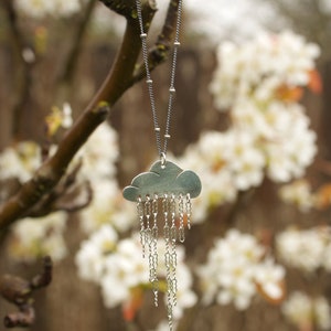 Rain Cloud Necklace/rain Necklace/cloud Necklace/rain Jewelry/cloud Jewelry/dangle Necklace/boho ...