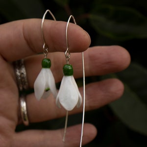 Snowdrop Earrings/flower Earrings/glass Snowdrop Earrings/snowdrop Jewelry Earrings/lampwork ...