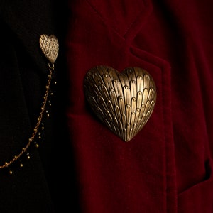 Heart Collar Pin/heart Chain Pin/heart Pin/beaded Collar Pin/chain Pin ...