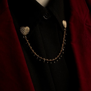 Heart Collar Pin/heart Chain Pin/heart Pin/beaded Collar Pin/chain Pin ...