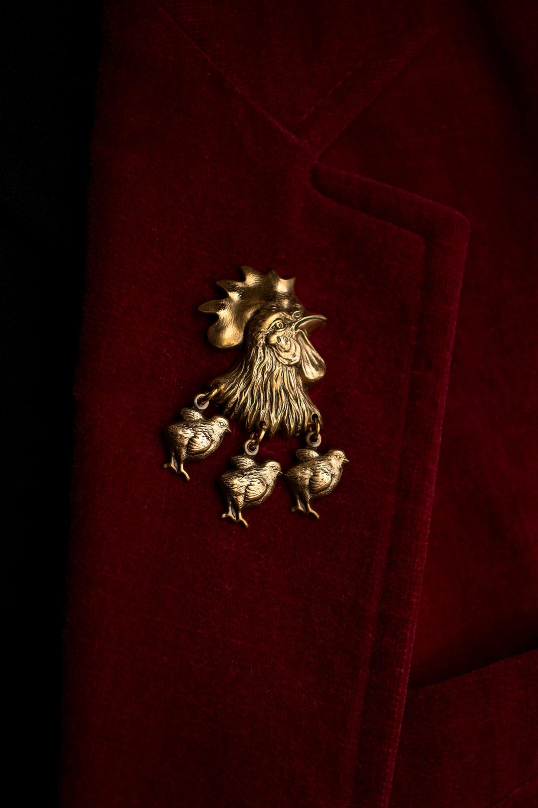 Chicken Pin/hen & Chicks Pin/hen Chicks Jewelry/rooster Pin/chicken ...