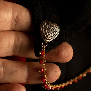 Heart Collar Pin/heart Chain Pin/heart Pin/beaded Collar Pin/chain Pin ...