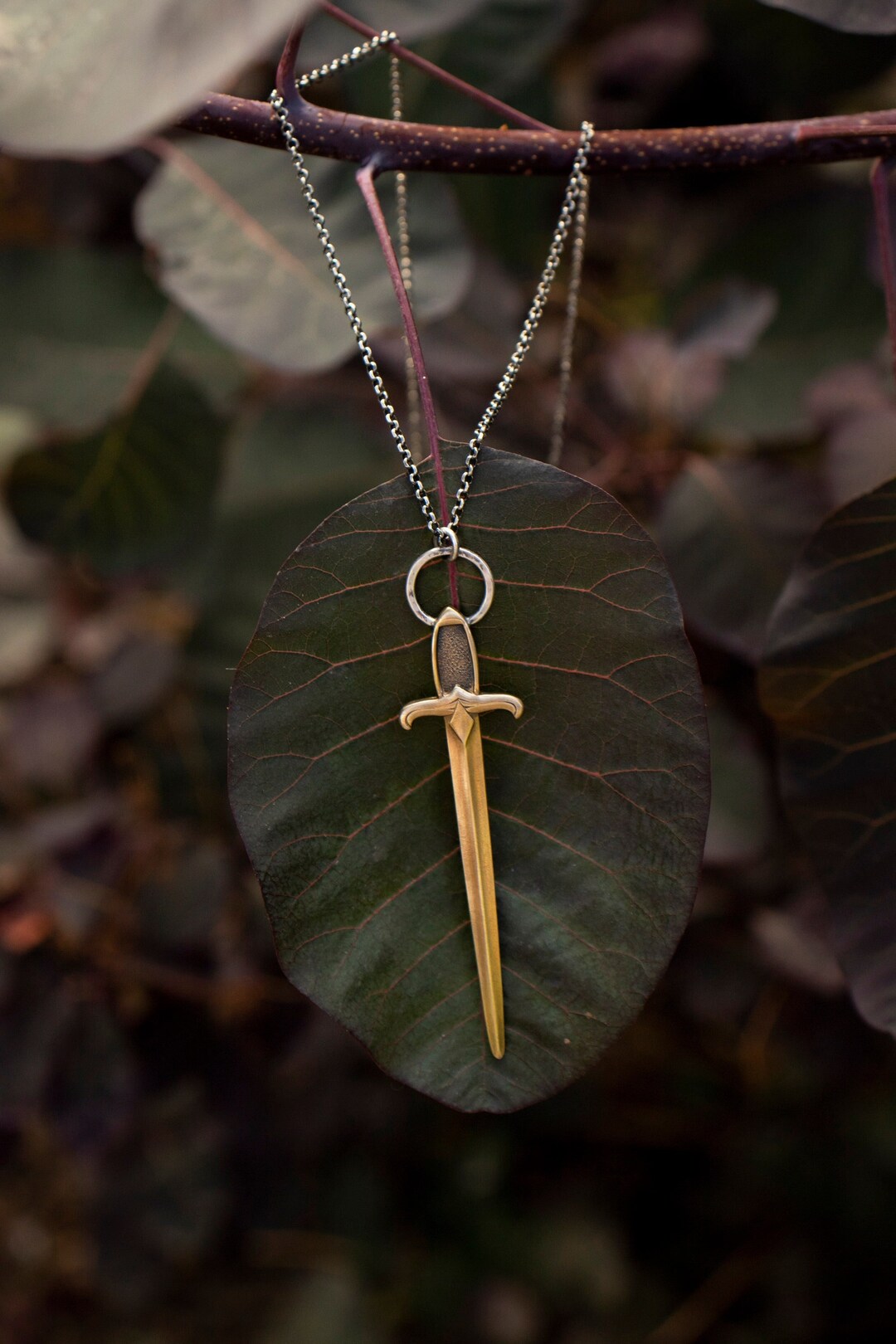 Sword Necklace: Solid Brass With Solid Sterling Silver Chain, Clarity ...