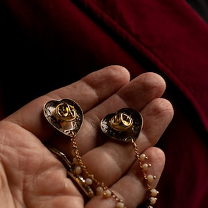 Heart Collar Pin/heart Chain Pin/heart Pin/romantic Heart Pin/beaded ...