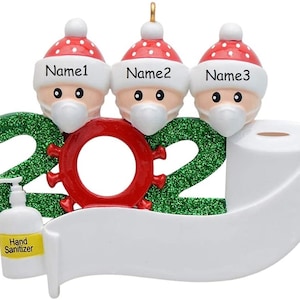 2020 Covid Quarantine Personalized Ornaments Survivor Family With Mask ...