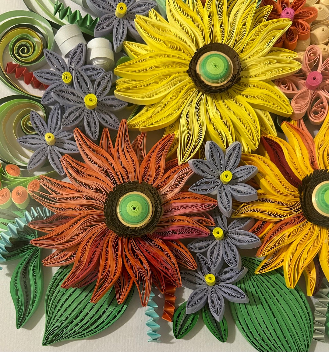 Bouquet of Sunflowers Paper Quilling - Wall Framed Art for Home Decor ...