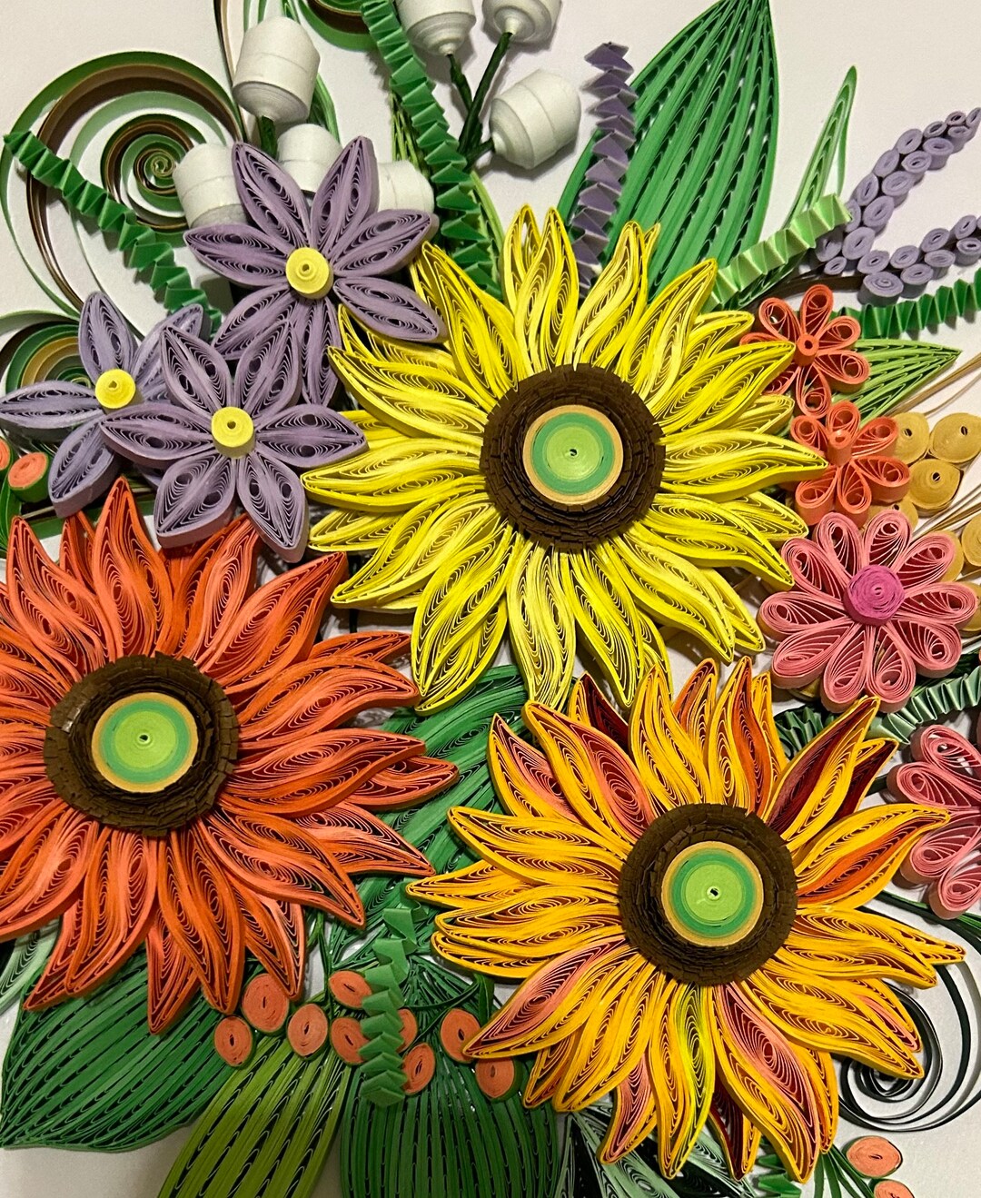 Bouquet of Sunflowers Paper Quilling Wall Framed Art for Home Decor or ...