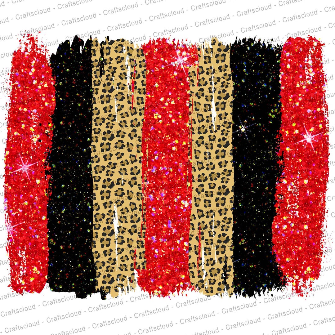 Red Leopard Sublimation Brushstroke Glitter Buffalo Plaid Brush Stroke ...