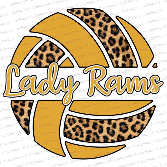 Lady Rams Yellow Volleyball Clip Art Leopard Transparent PNG - Etsy