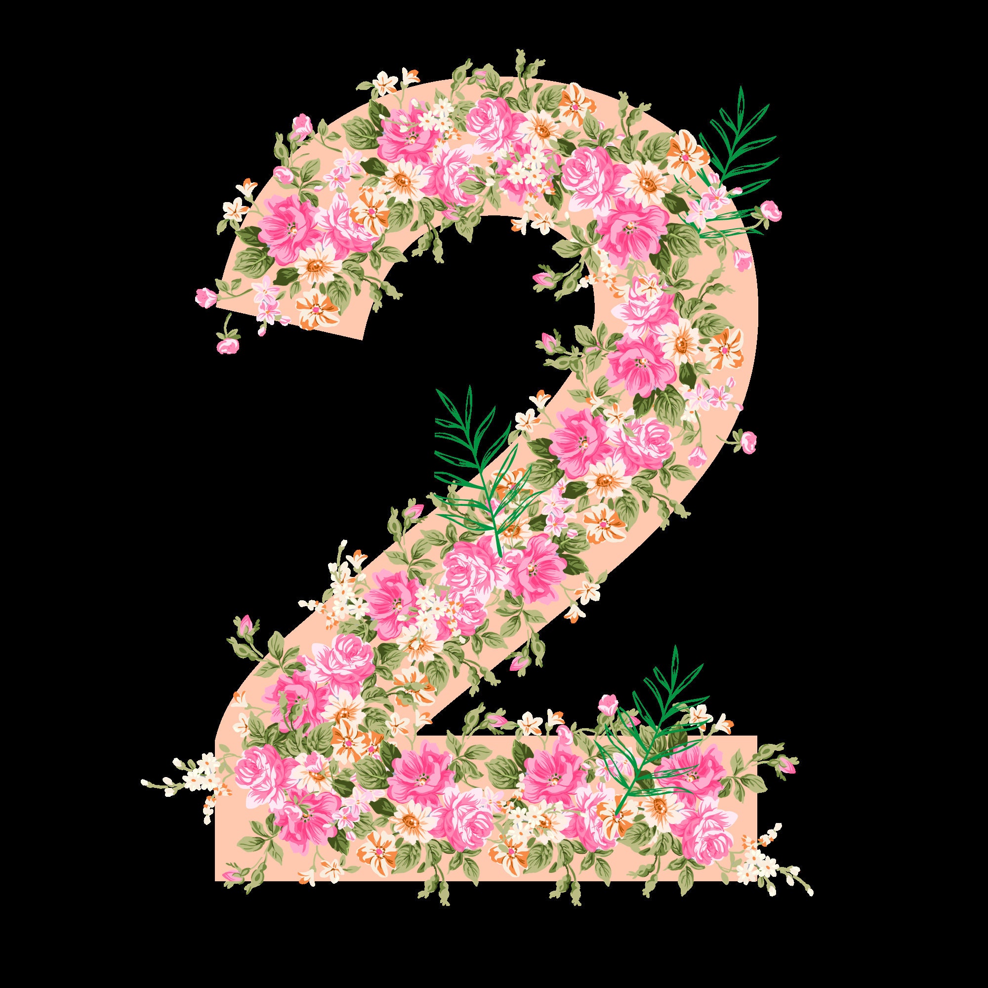 Floral Alphabet Letters & Number Font PNG Sublimation Designs | Etsy