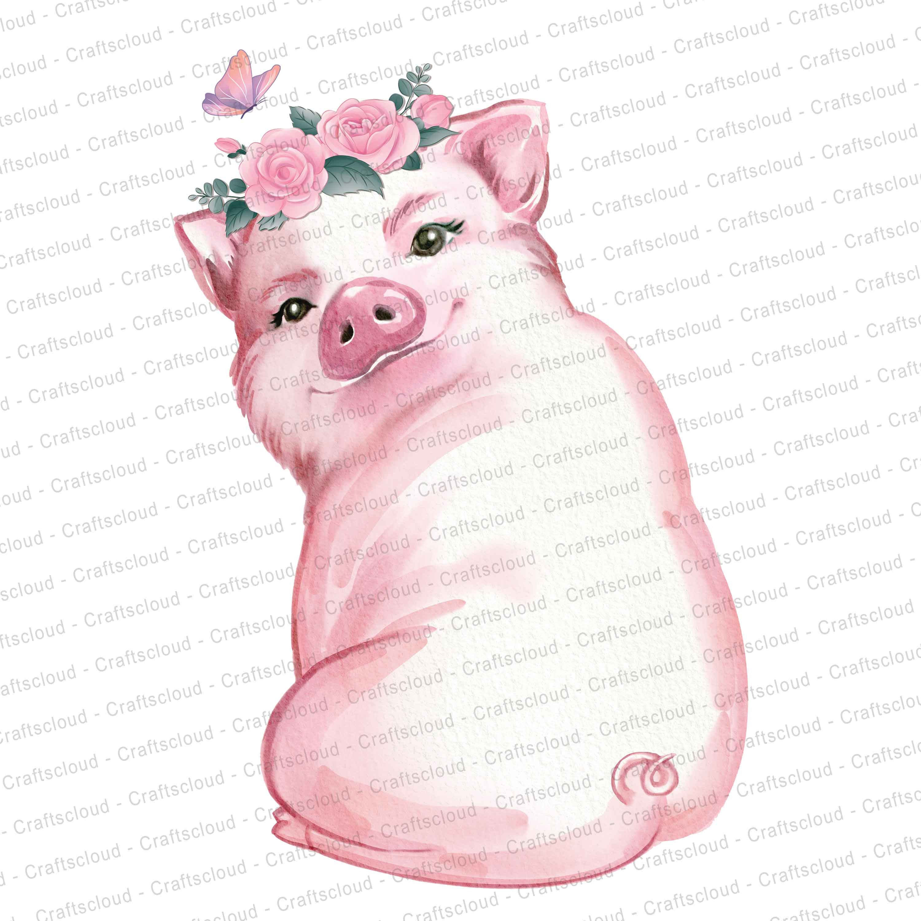 Floral With Pig Sublimation Designs Download Png Clipart - Etsy