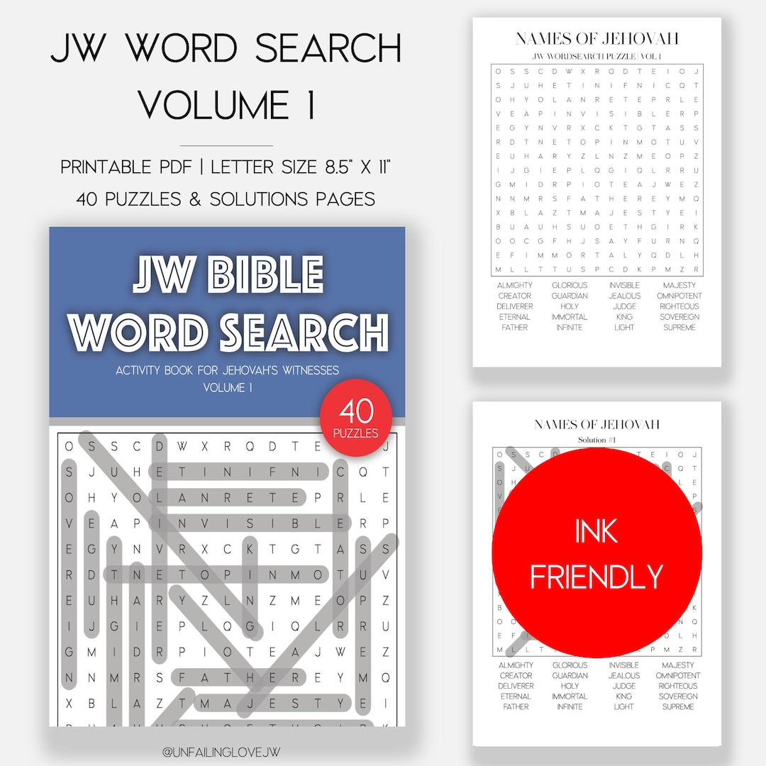 Printable JW Word Search Puzzle - Volume 1, Jehovah's Witness Bible ...