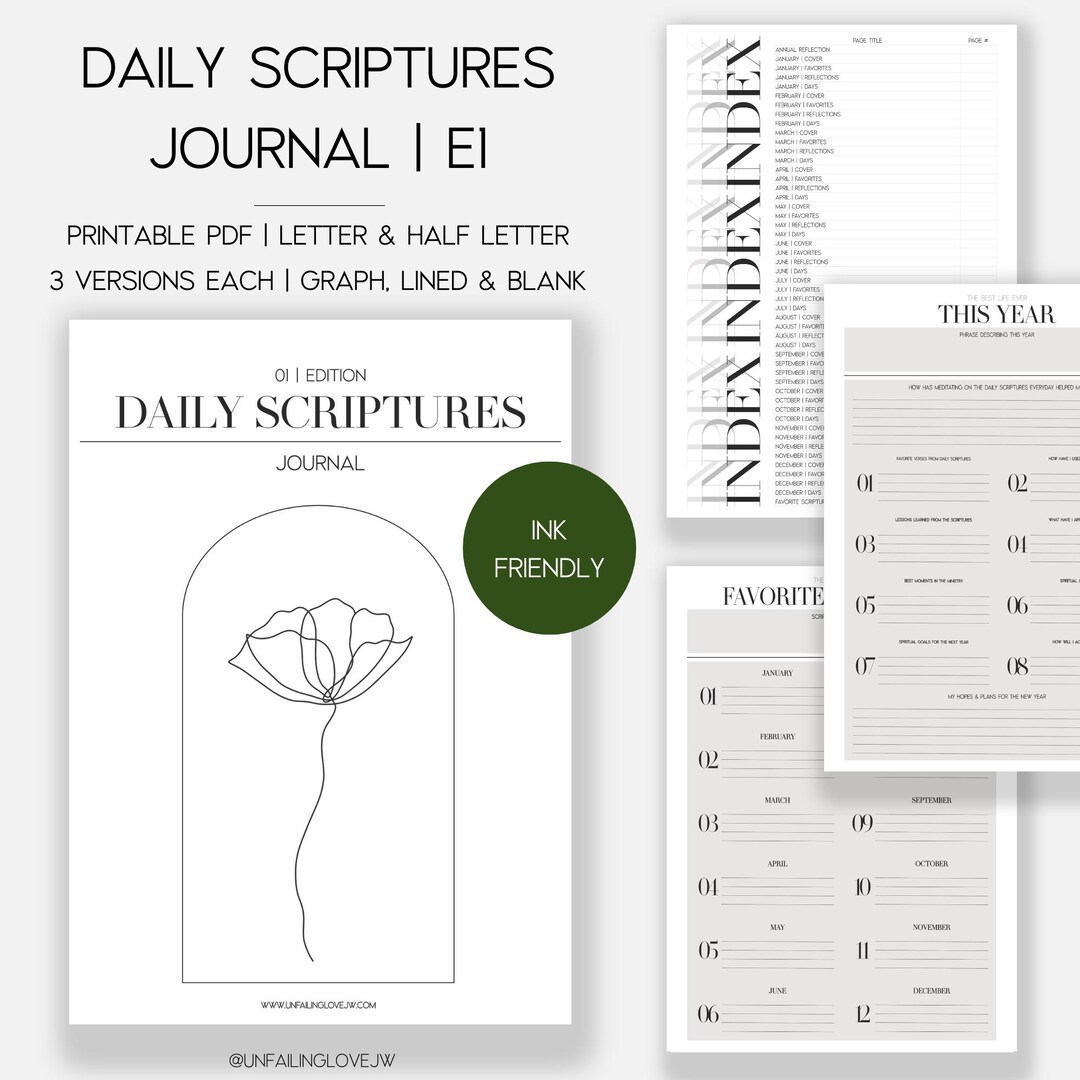 Printable JW Daily Text Journal, Digital Daily Scriptures Journal, JW ...