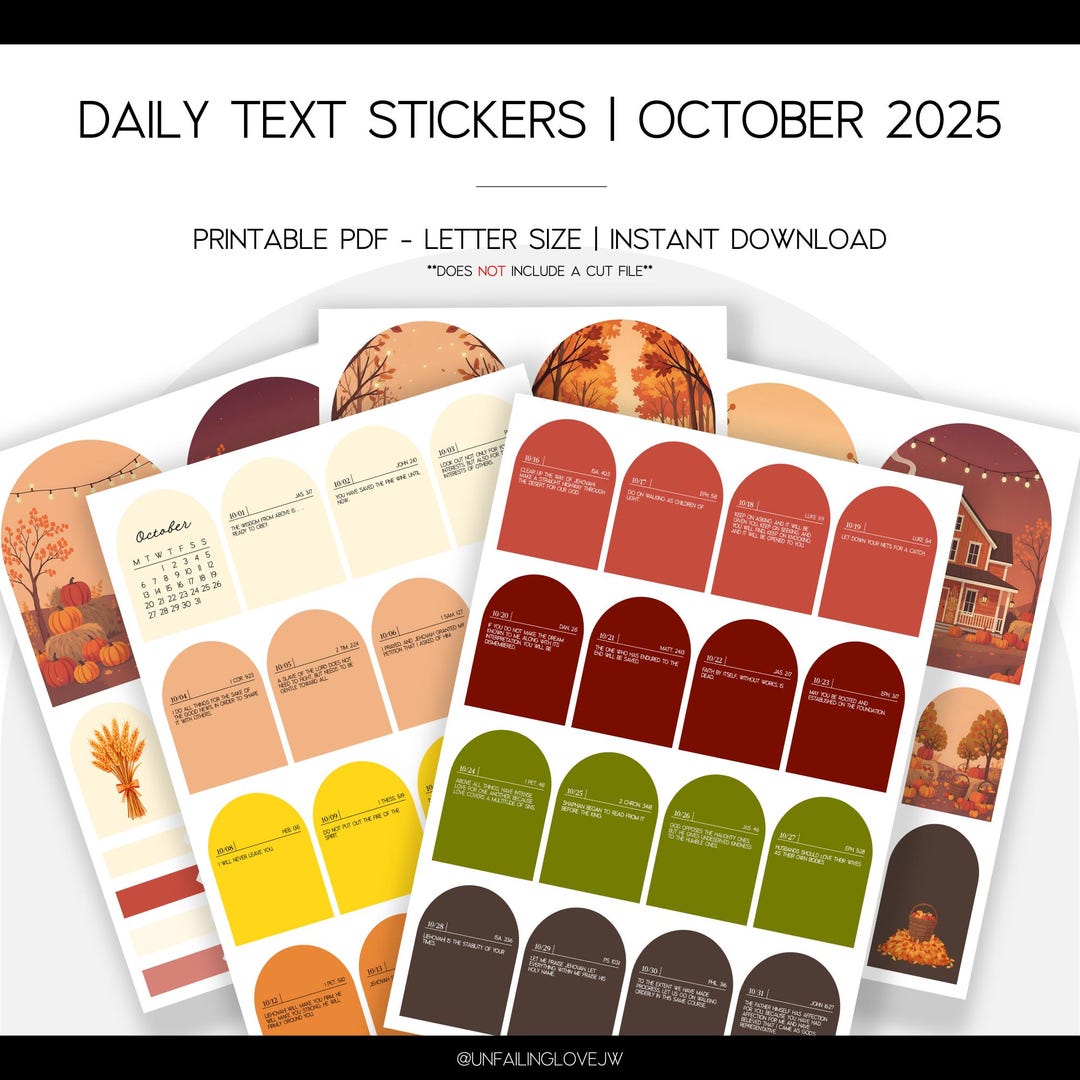 Daily Text Printable October 2025, JW Personal Study Journal Stickers ...