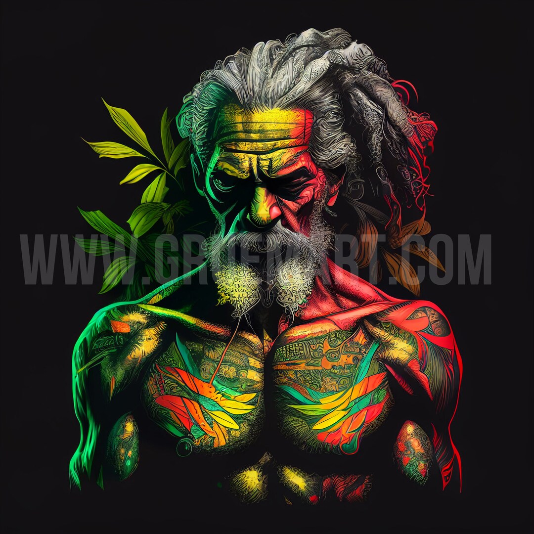 Digital Artwork of a Rasta Man in the Jungle High Resolution and ...
