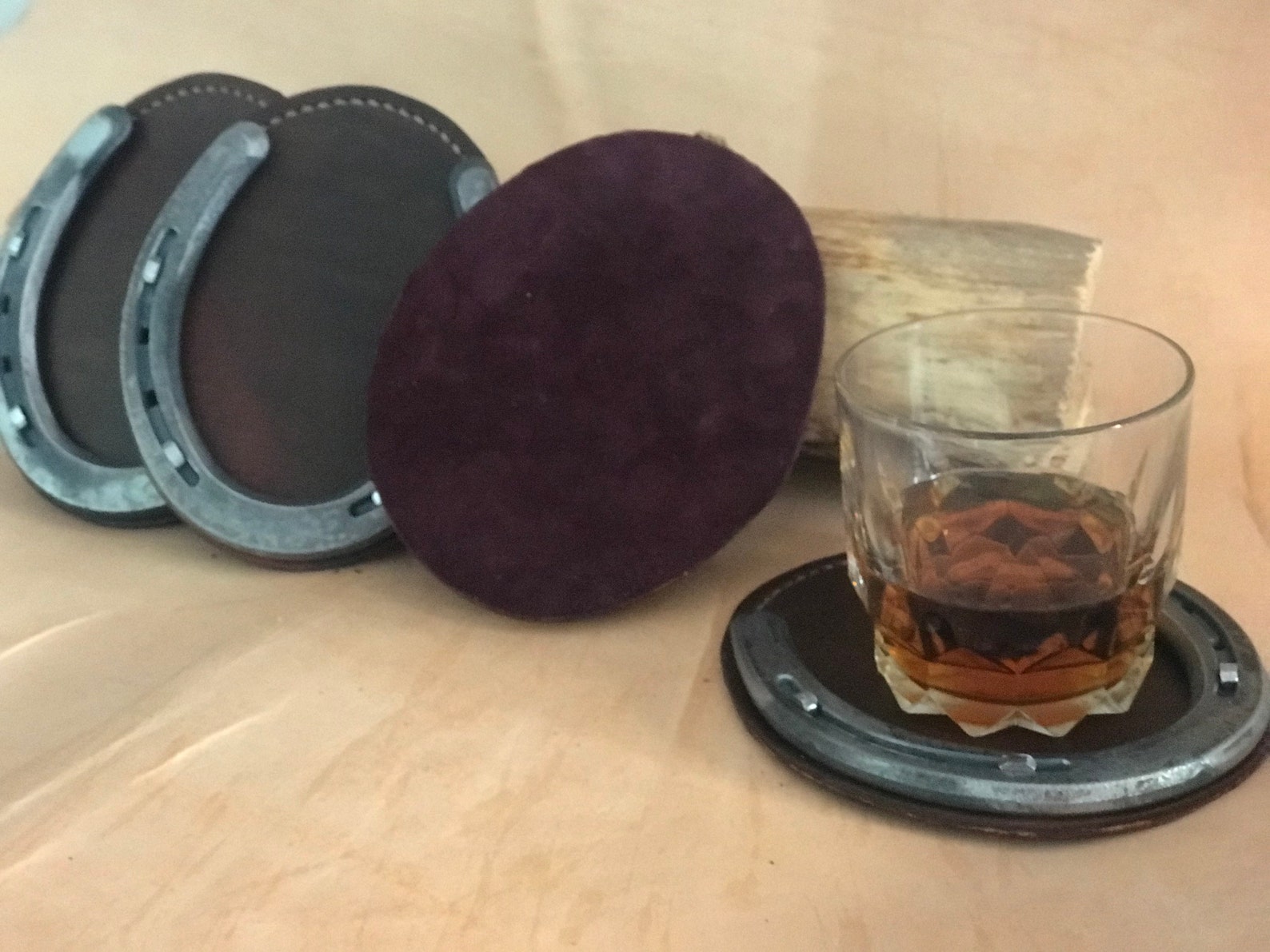 Horseshoe Art. Horseshoe Coaster. Handmade Leather. Gift for | Etsy